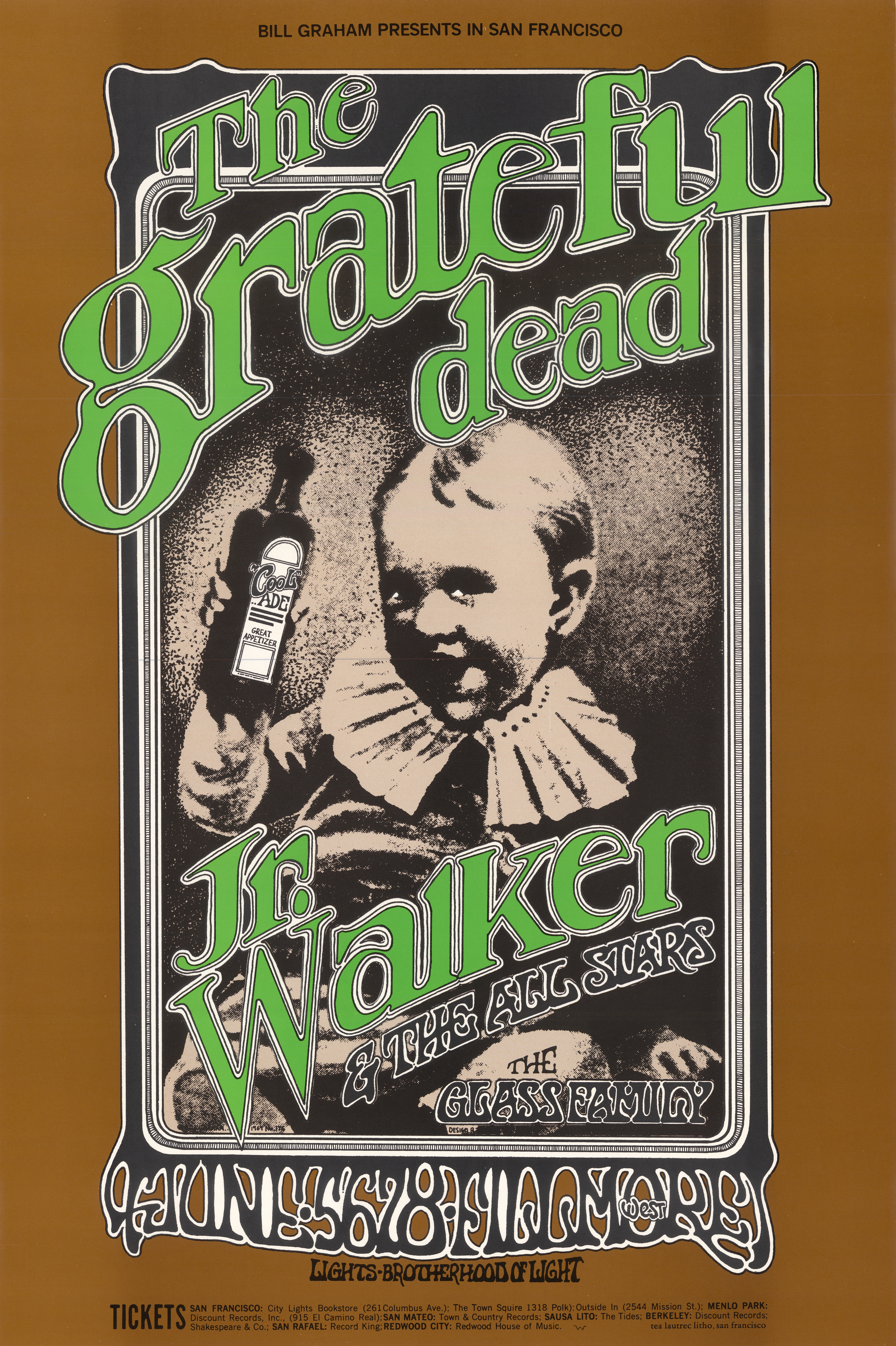 Grateful Dead Vintage Concert Poster from Fillmore West, Jun 5, 1969 at ...