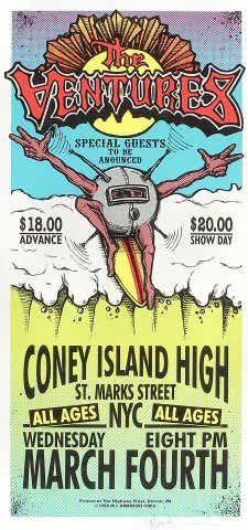 The Ventures Vintage Concert Poster from Coney Island High, Mar 4, 1998 ...