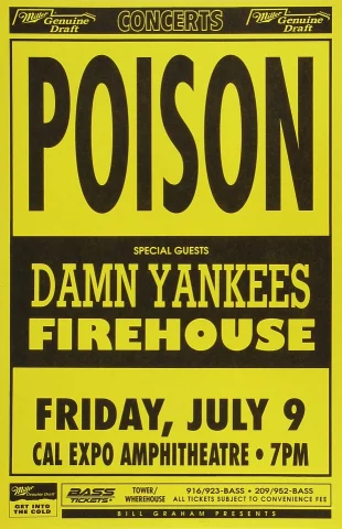 Poison Vintage Concert Poster from Cal Expo Amphitheater, Jul 9, 1993 ...