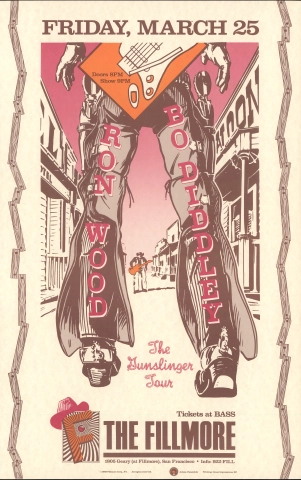 Ron Wood Vintage Concert Poster from Fillmore Auditorium, Mar 25, 1988 ...