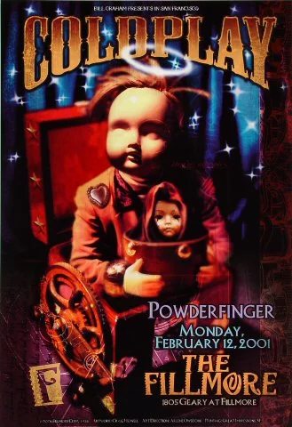 Coldplay Vintage Concert Poster from Fillmore Auditorium, Feb 12, 2001 ...