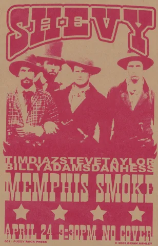 Shevy Vintage Concert Poster, Apr 24, 2003 at Wolfgang's