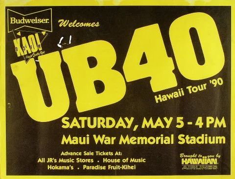 UB40 Vintage Concert Poster from Maui War Memorial Gymnasium, May 5 ...