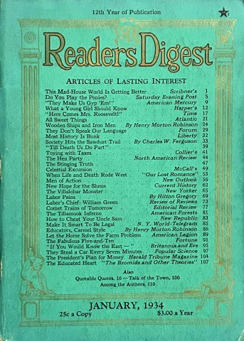 Readers Digest | January 1934 at Wolfgang's