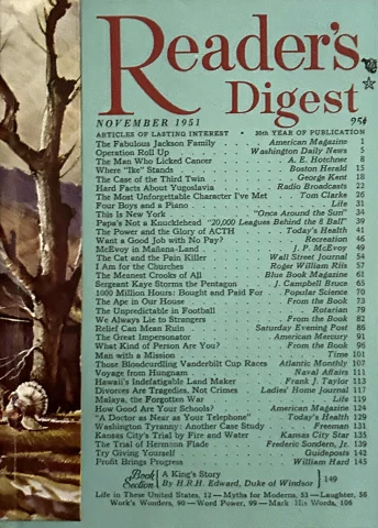 Readers Digest | November 1951 at Wolfgang's