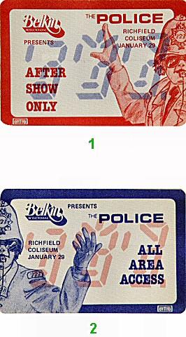 The Police Backstage Pass from Richfield Coliseum, Jan 29, 1982 at ...