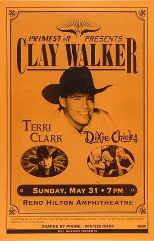 Clay Walker Vintage Concert Poster from Reno Hilton Amphitheatre, May ...