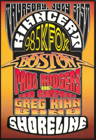 Boston Vintage Concert Poster from Shoreline Amphitheatre, Jul 31, 2003 ...