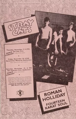 Stray Cats Vintage Concert Poster from San Jose Civic Auditorium, Nov ...