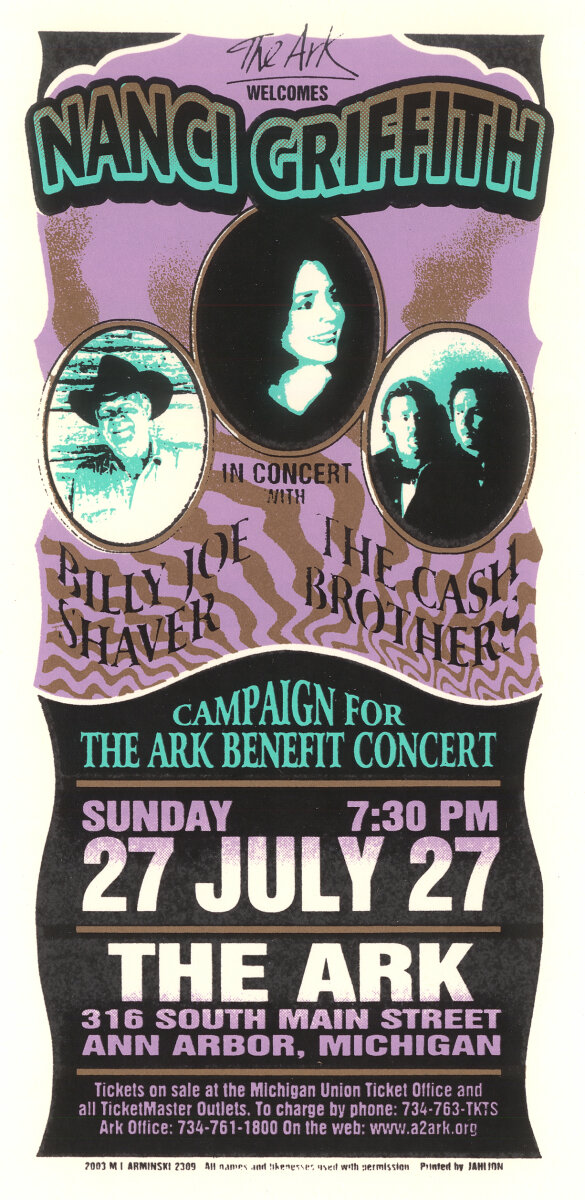 The Ark Vintage Concert Handbill from Ark Ann Arbor, Jul 27, 2003 at ...