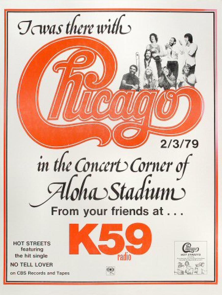 Chicago Vintage Concert Poster from Aloha Stadium, Feb 3, 1979 at ...