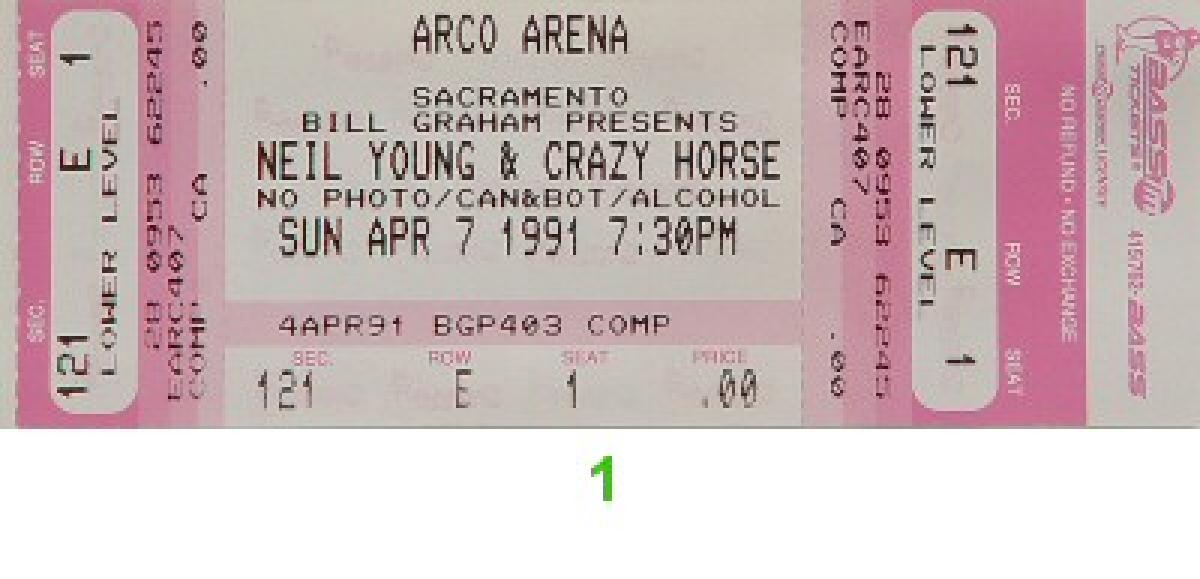 Neil Young & Crazy Horse Vintage Concert Vintage Ticket from Arco Arena ...