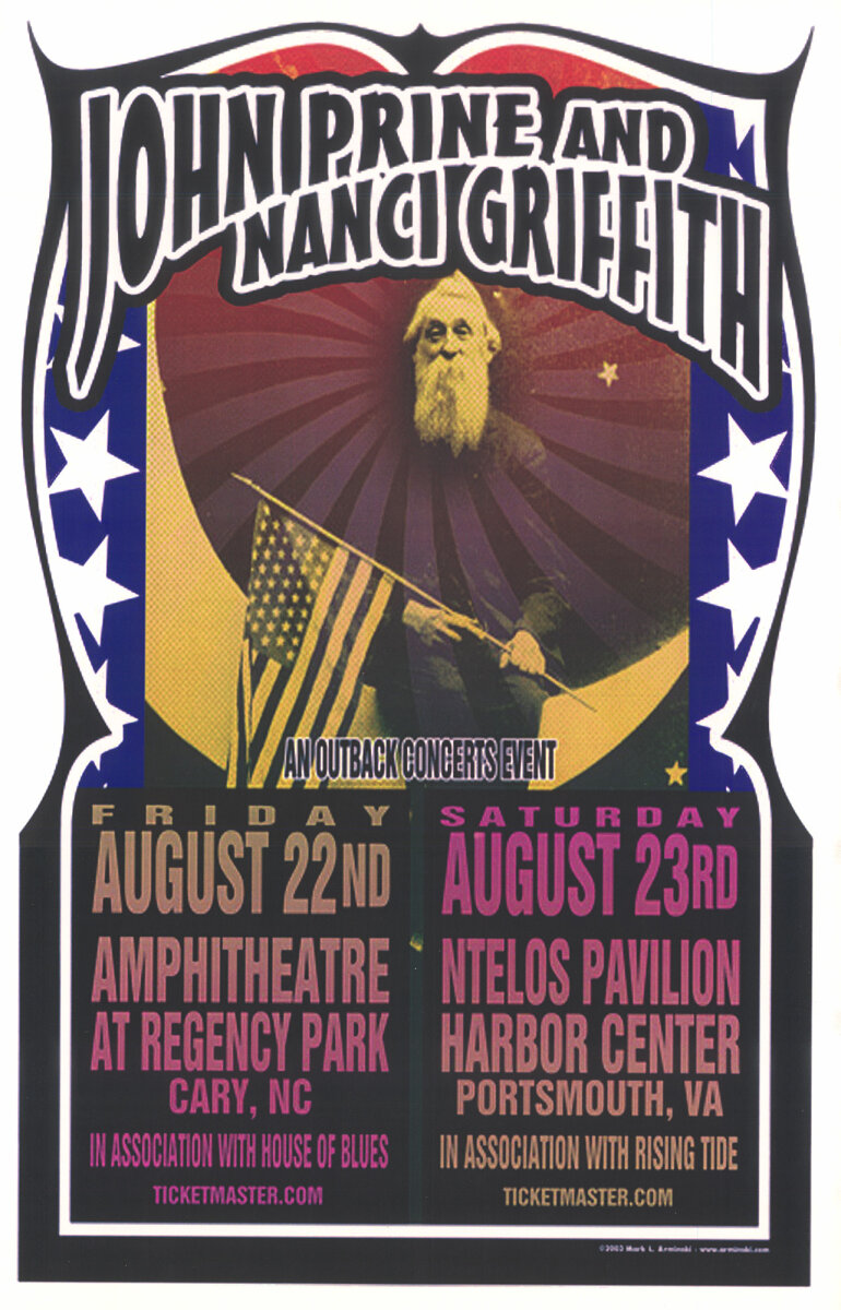 John Prine Vintage Concert Poster, Aug 22, 2003 at Wolfgang's