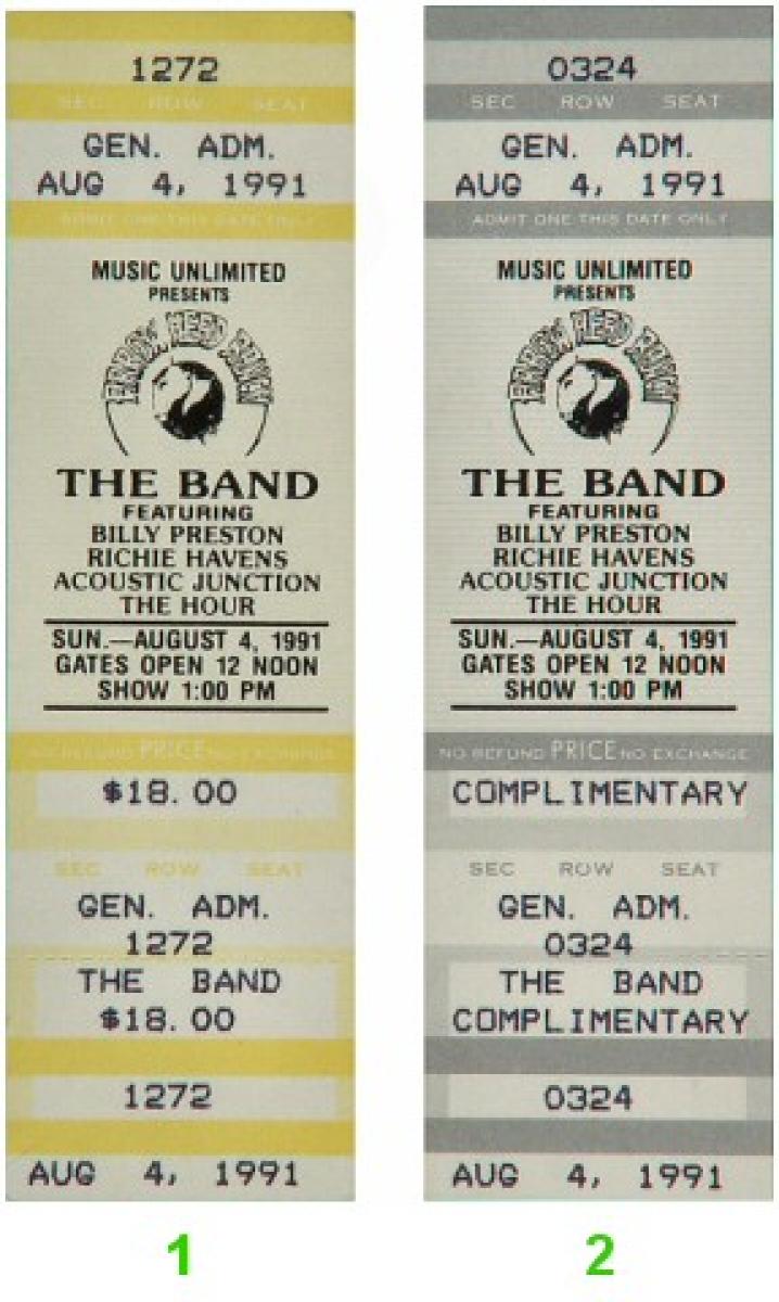 The Band Vintage Concert Vintage Ticket from Arrowhead Ranch, Aug 4 ...