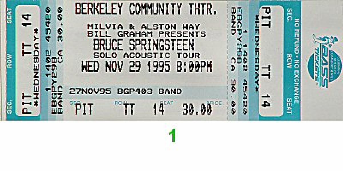 Bruce Springsteen Vintage Concert Vintage Ticket from Berkeley ...