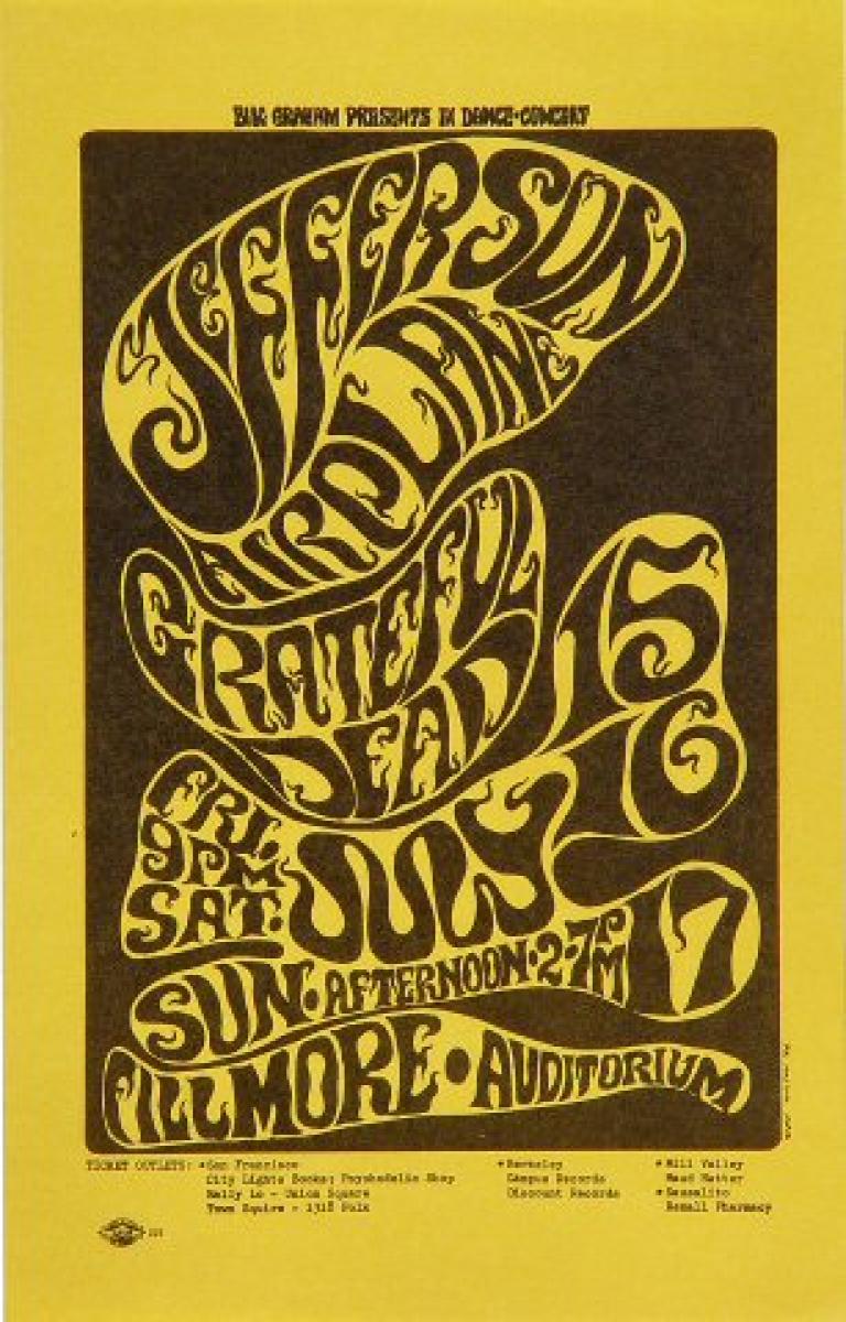Jefferson Airplane Vintage Concert Handbill from Fillmore Auditorium ...