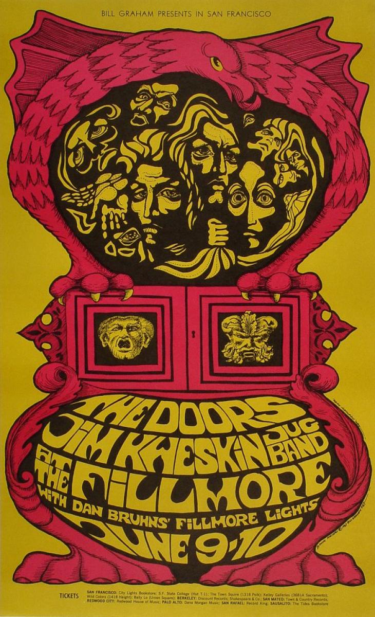 The Doors Vintage Concert Postcard from Fillmore Auditorium, Jun 9 ...