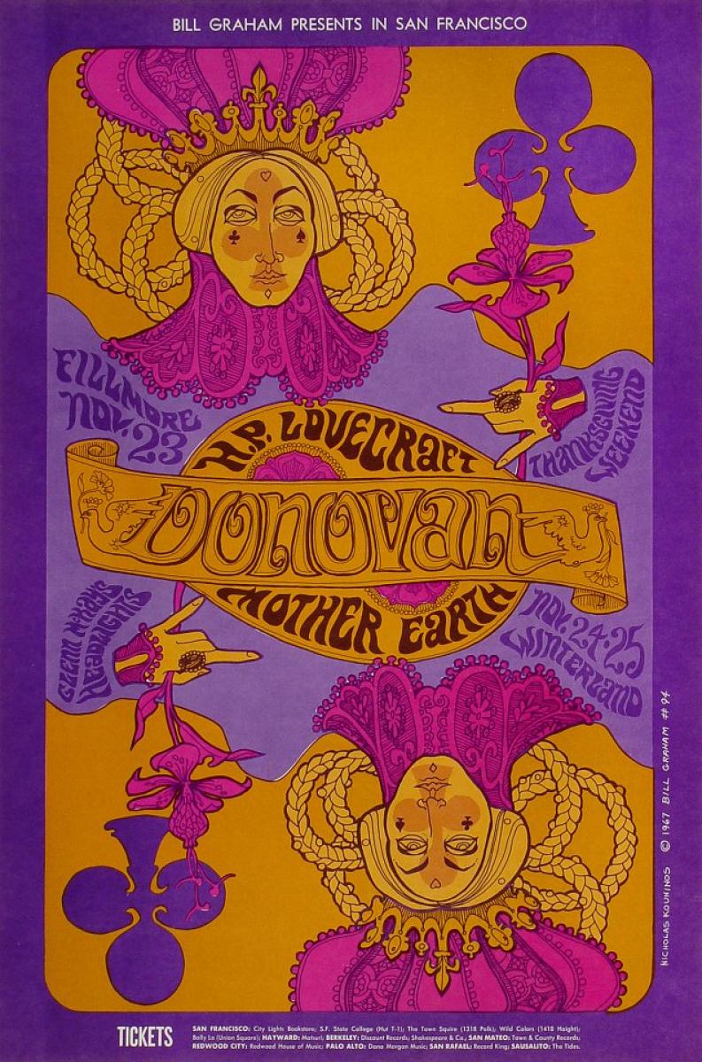Donovan Vintage Concert Poster from Fillmore Auditorium, Nov 23, 1967 ...