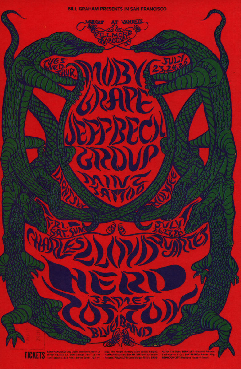 Moby Grape Vintage Concert Poster from Fillmore West, Jul 23, 1968 at ...