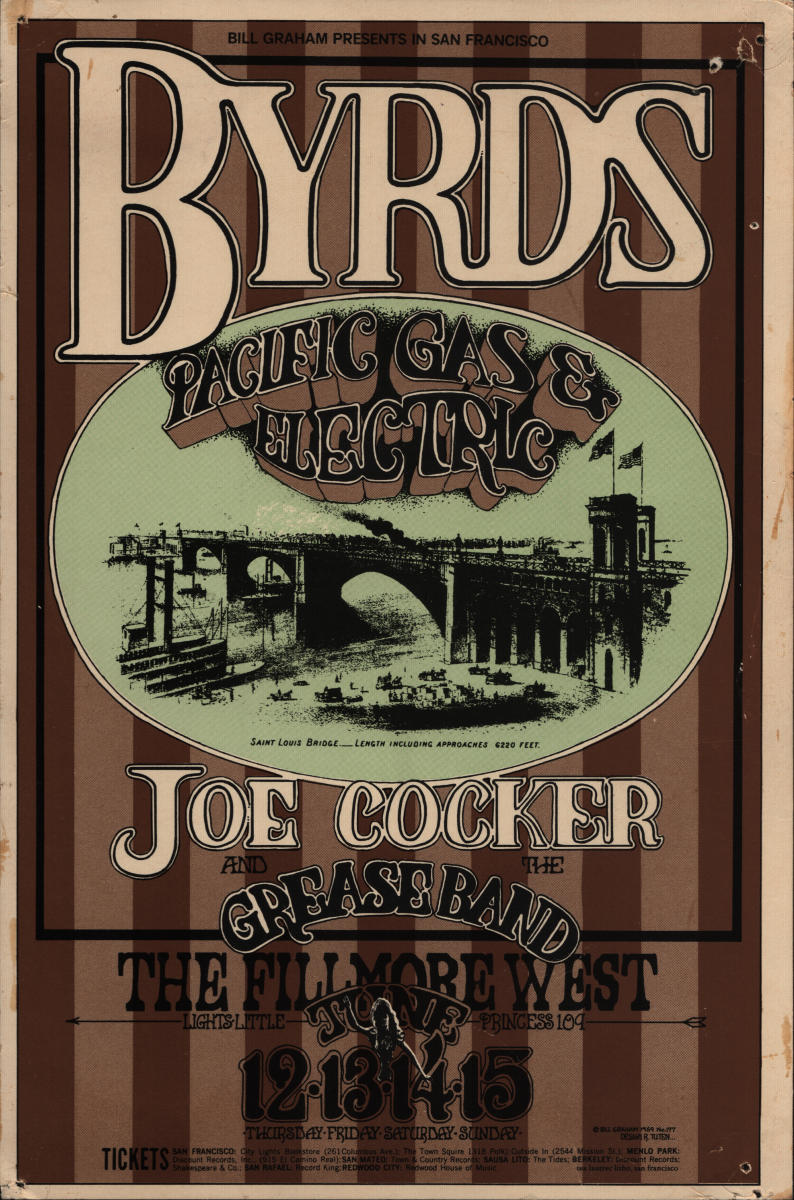 The Byrds Vintage Concert Poster from Fillmore West, Jun 12, 1969 at ...