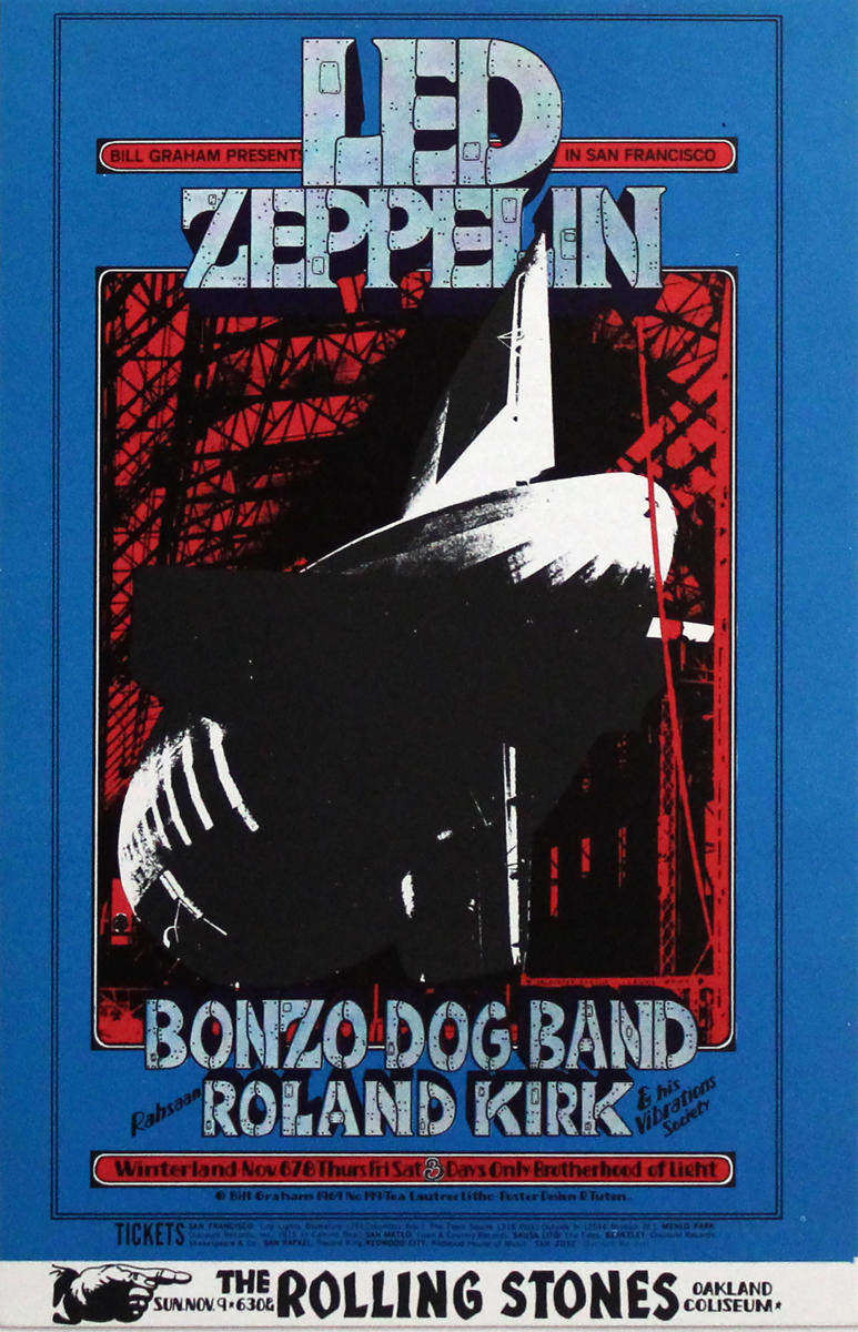 Led Zeppelin Vintage Concert Handbill from Winterland, Nov 6, 1969 at ...