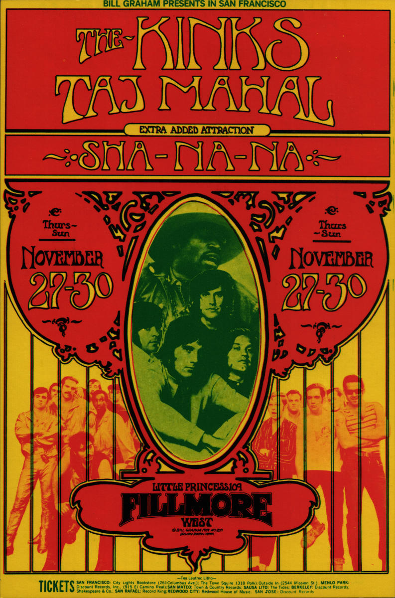 The Kinks Vintage Concert Poster from Fillmore West, Nov 27, 1969 at ...