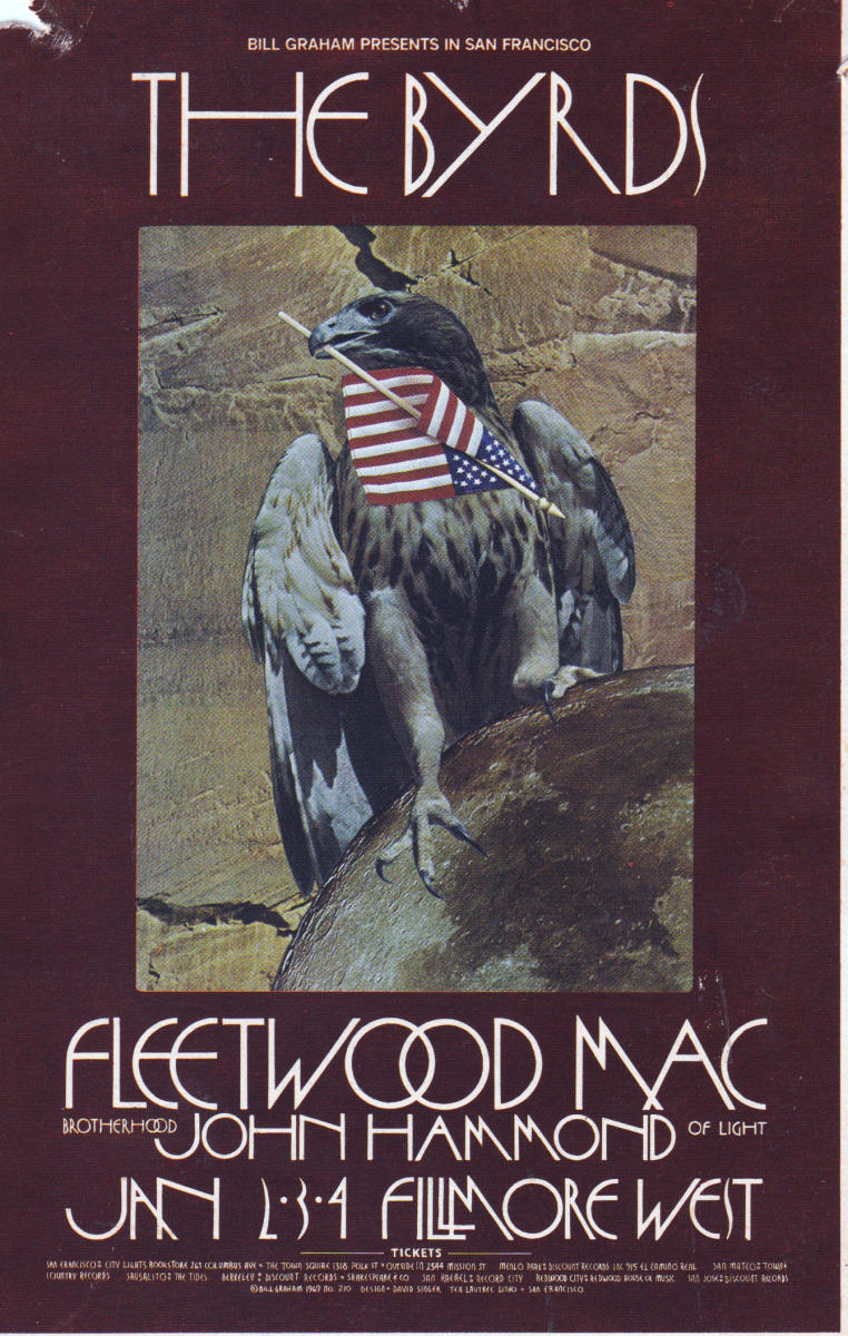 The Byrds Vintage Concert Handbill from Fillmore West, Jan 2, 1970 at ...