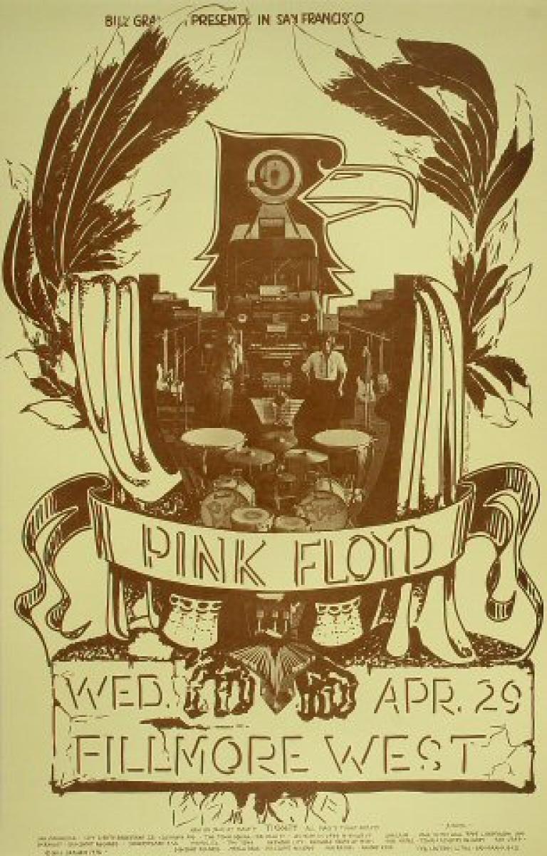 Pink Floyd Vintage Concert Poster from Fillmore West, Apr 29, 1970 at ...