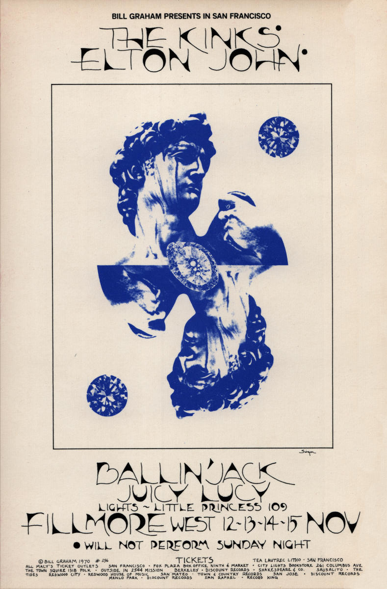The Kinks Vintage Concert Poster from Fillmore West, Nov 12, 1970 at ...