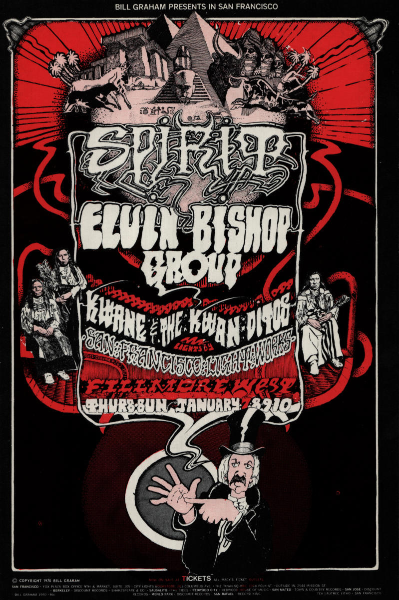 Spirit Vintage Concert Poster from Fillmore West, Jan 7, 1971 at Wolfgang's