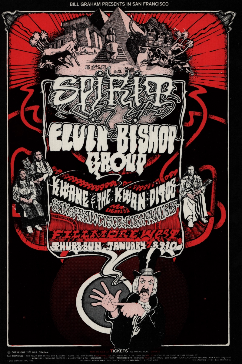 Spirit Vintage Concert Poster from Fillmore West, Jan 7, 1971 at Wolfgang's