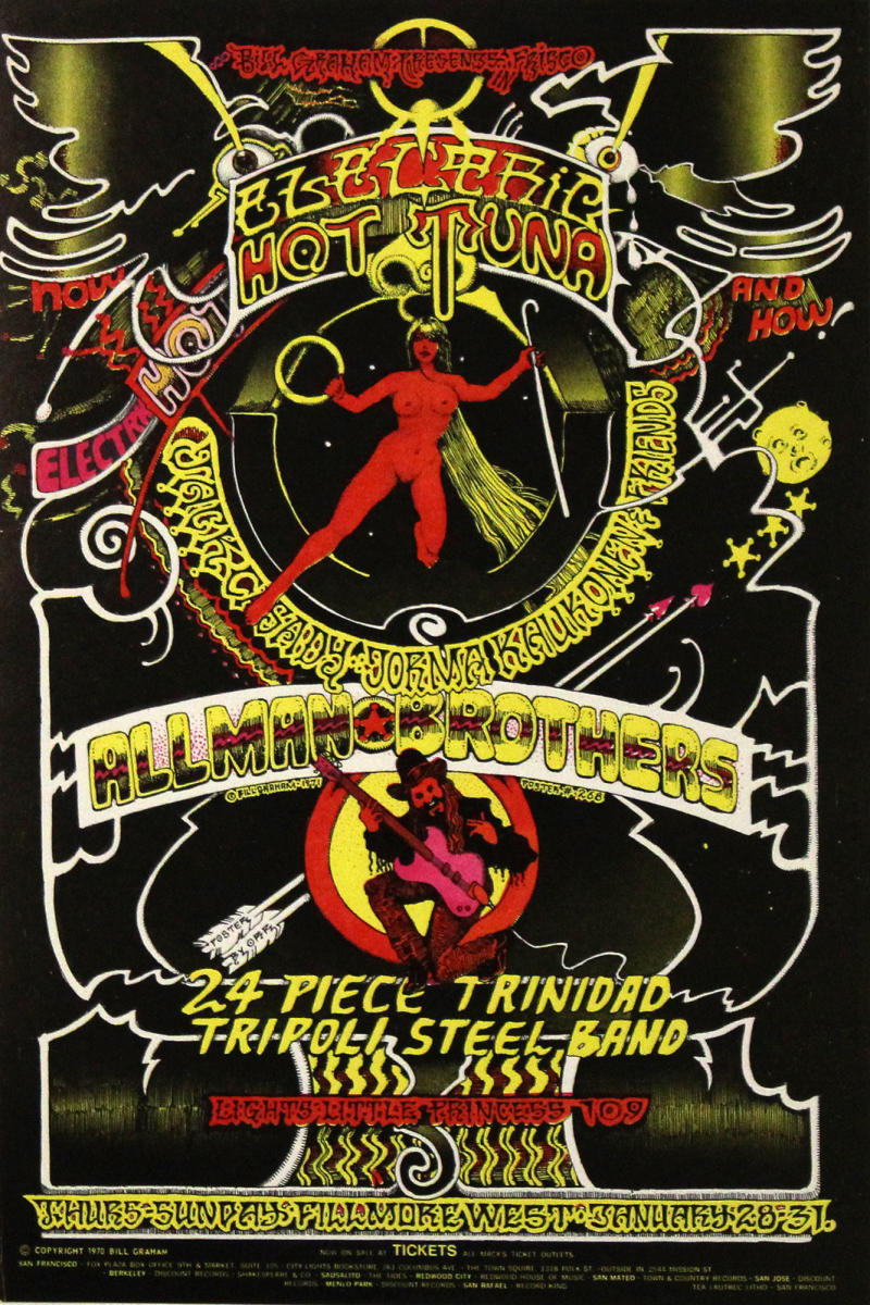 The Allman Brothers Band Vintage Concert Postcard from Fillmore West ...