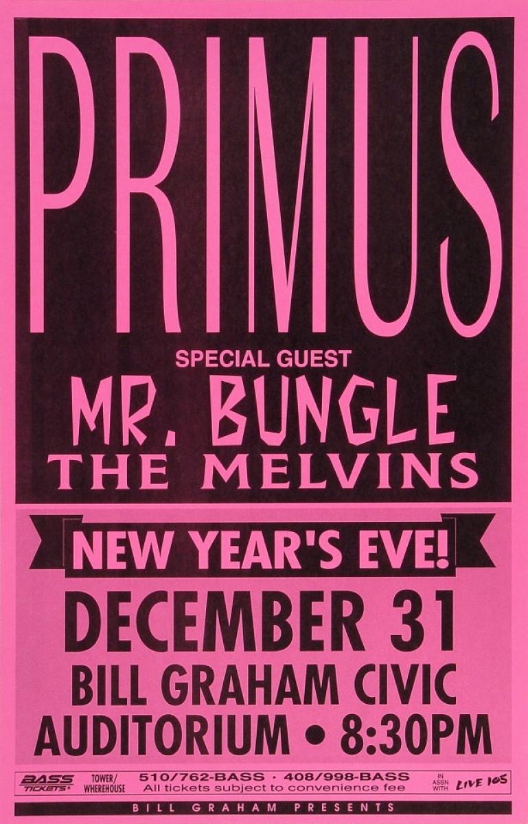 Primus Vintage Concert Poster from Bill Graham Civic Auditorium, Dec 31 ...