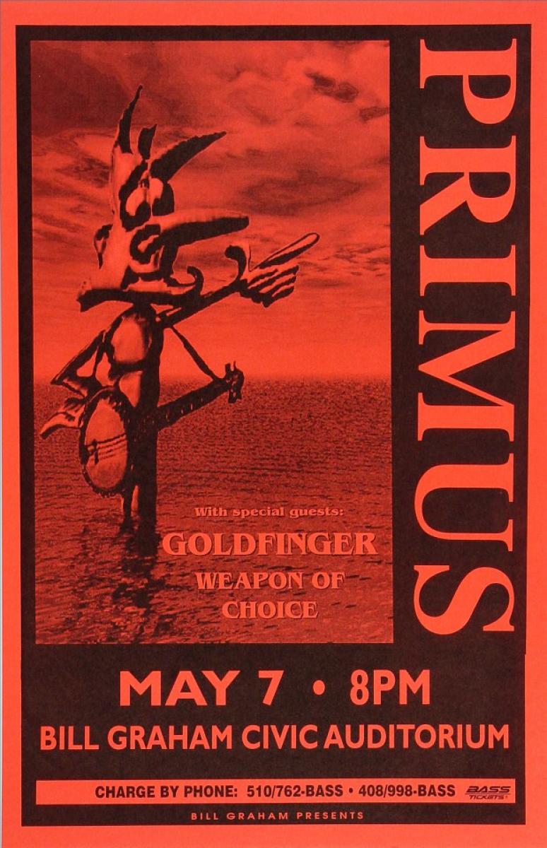 Primus Vintage Concert Poster from Bill Graham Civic Auditorium, May 7 ...