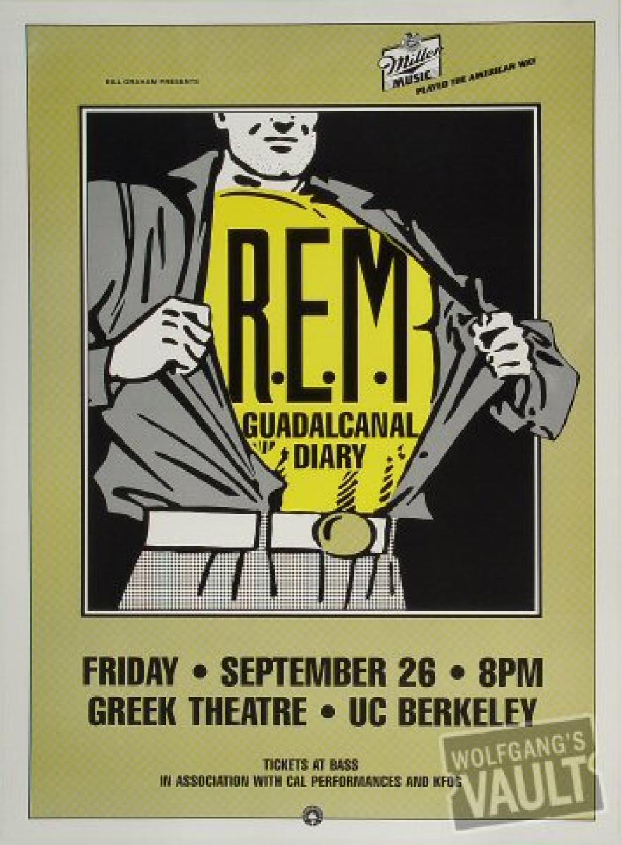 R.E.M. Vintage Concert Poster from Greek Theatre, Sep 26, 1986 at ...