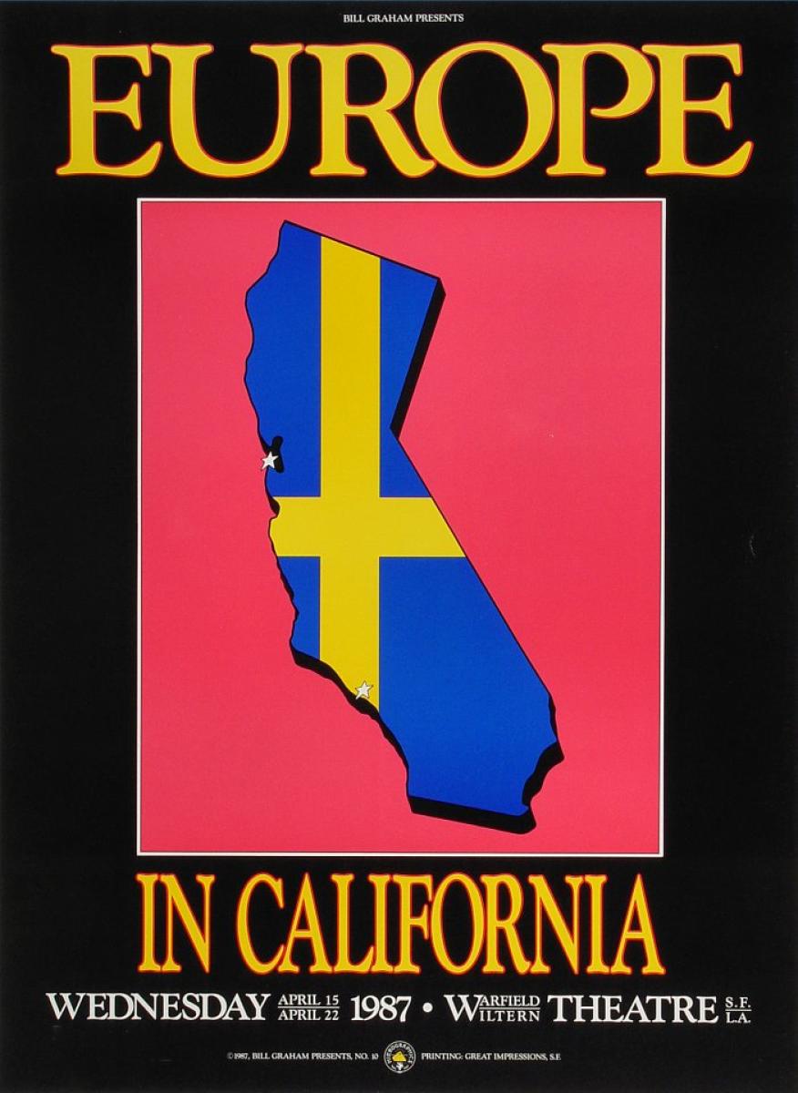 Europe Vintage Concert Poster from Warfield Theatre, Apr 15, 1987 at ...