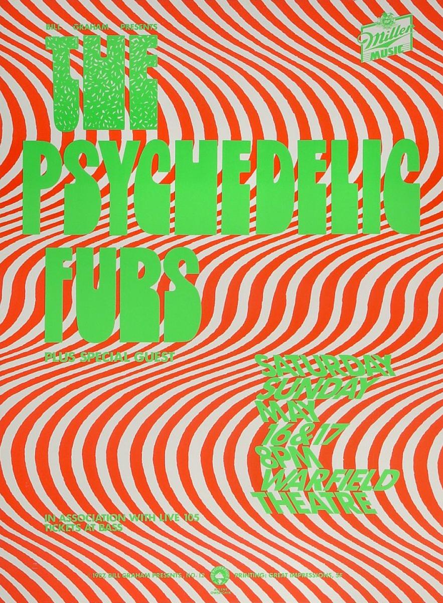 The Psychedelic Furs Vintage Concert Poster from Warfield Theatre, May ...