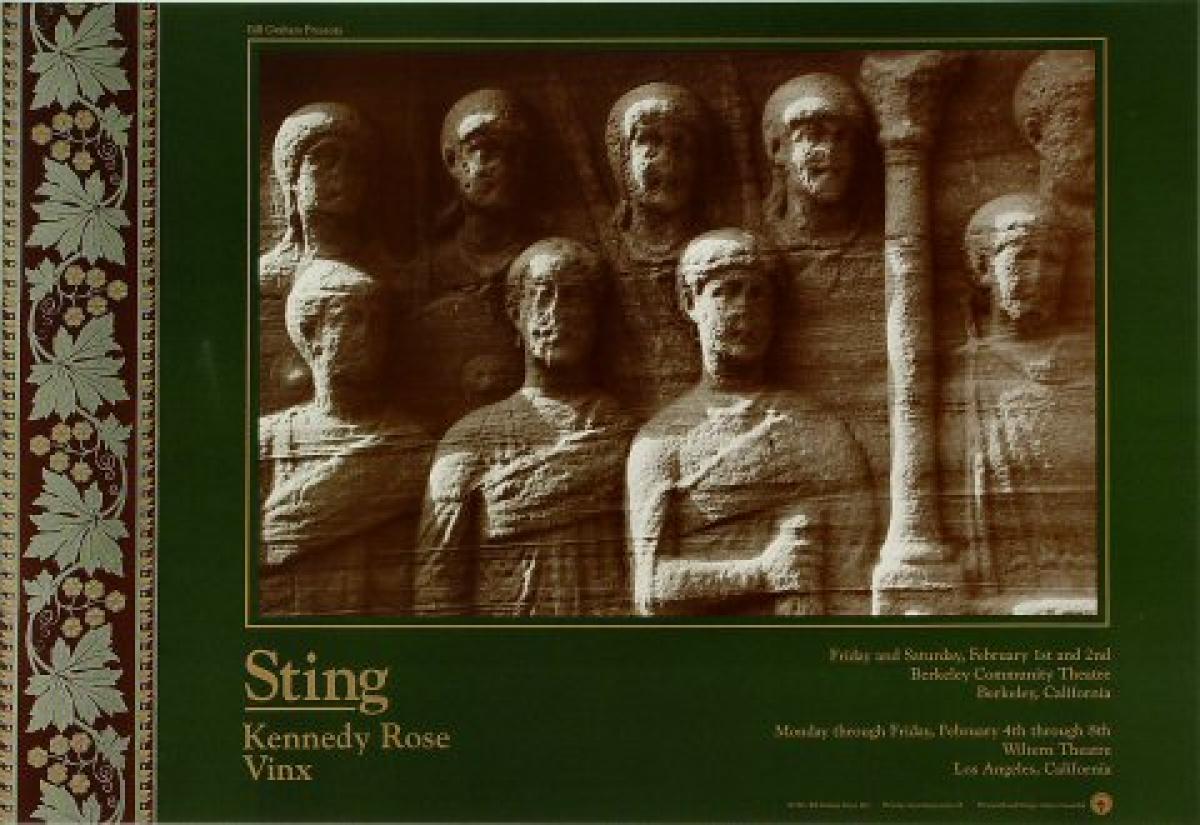 Sting Vintage Concert Poster from Berkeley Community Theatre, Feb 1 ...
