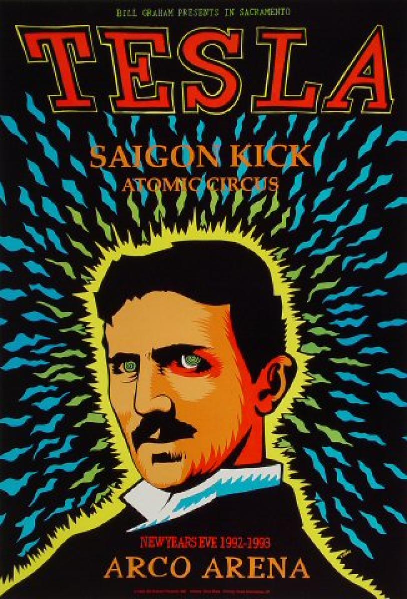 Tesla Vintage Concert Poster from Arco Arena, Dec 31, 1992 at Wolfgang's