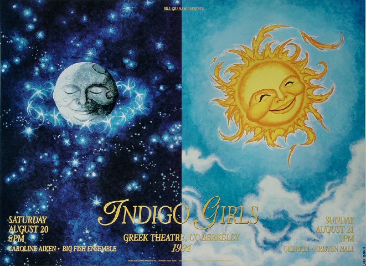 Indigo Girls Vintage Concert Poster from Greek Theatre, Aug 20, 1994 at ...