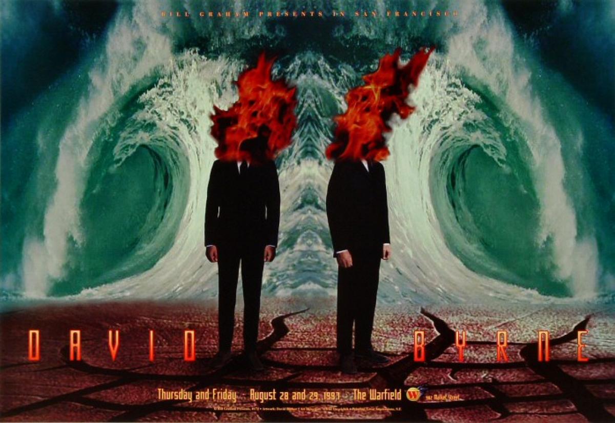 David Byrne Vintage Concert Poster from Warfield Theatre, Aug 28, 1997 ...