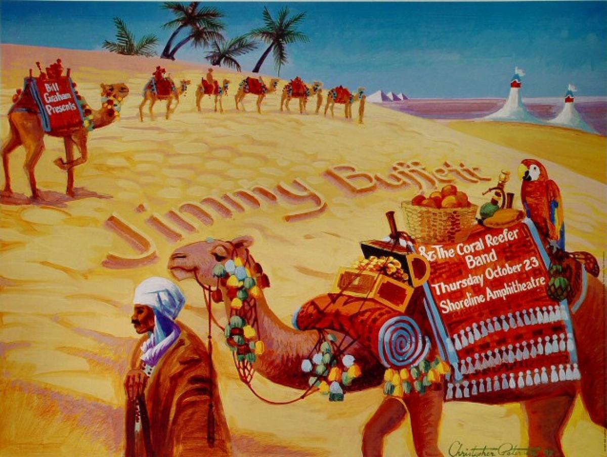 Jimmy Buffett Vintage Concert Poster from Shoreline Amphitheatre, Oct ...