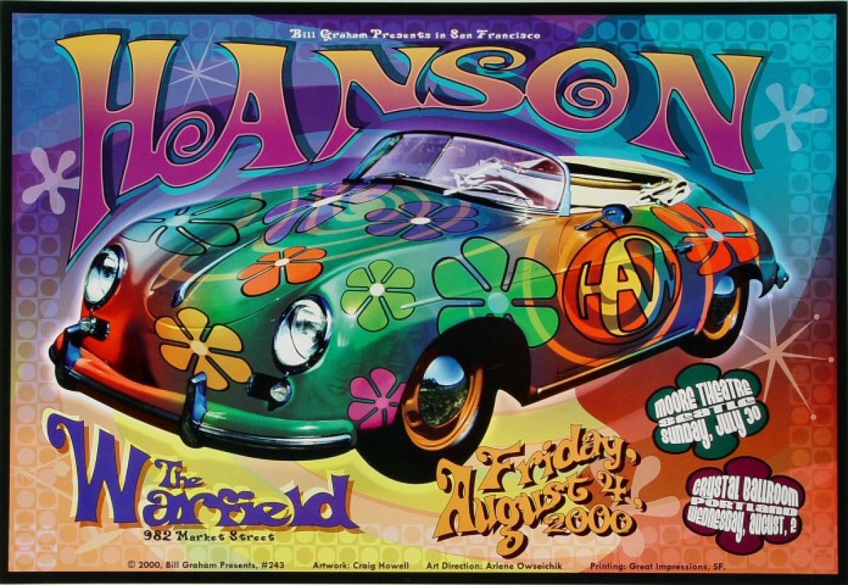 Hanson Vintage Concert Poster from Warfield Theatre, Aug 4, 2000 at ...