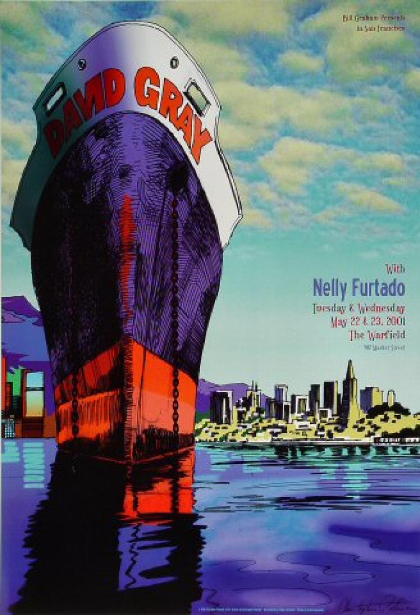 David Gray Vintage Concert Poster from Warfield Theatre, May 22, 2001 ...