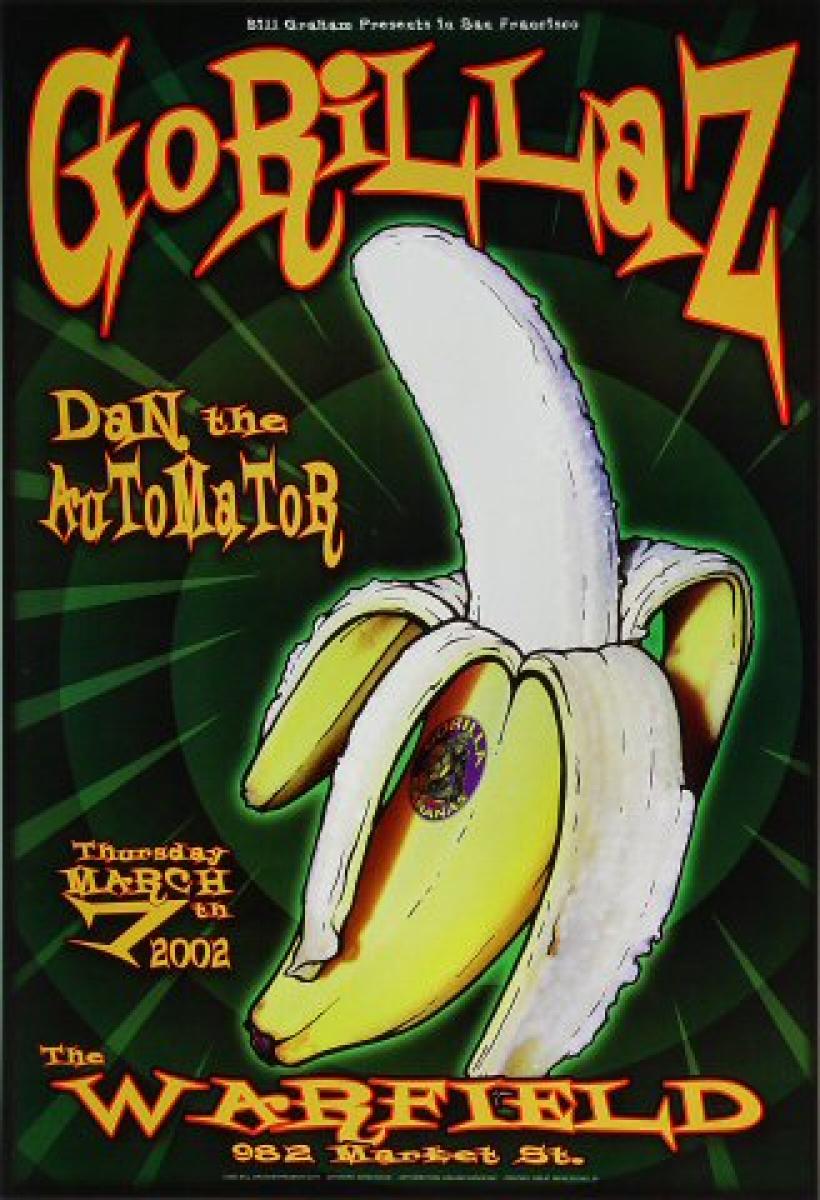 Gorillaz Vintage Concert Poster from Warfield Theatre, Mar 7, 2002 at ...
