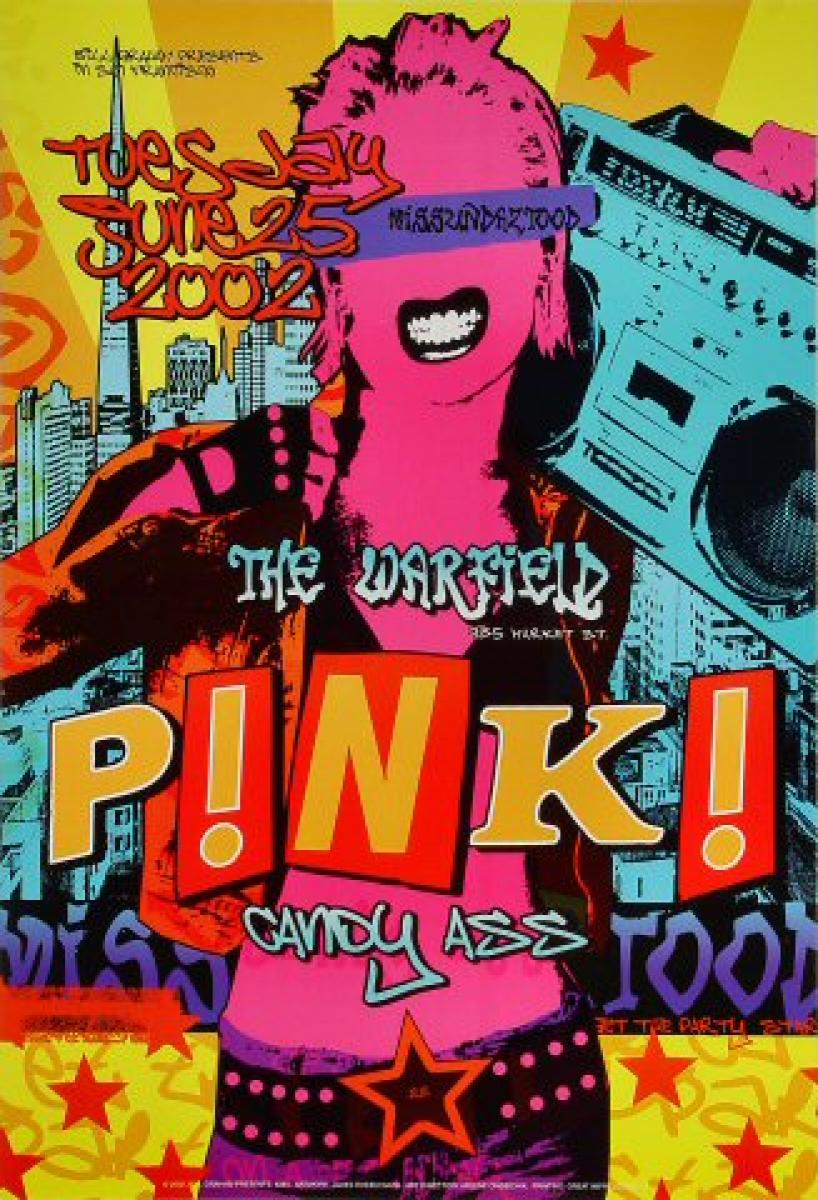 Pink Vintage Concert Poster from Warfield Theatre, Jun 25, 2002 at ...
