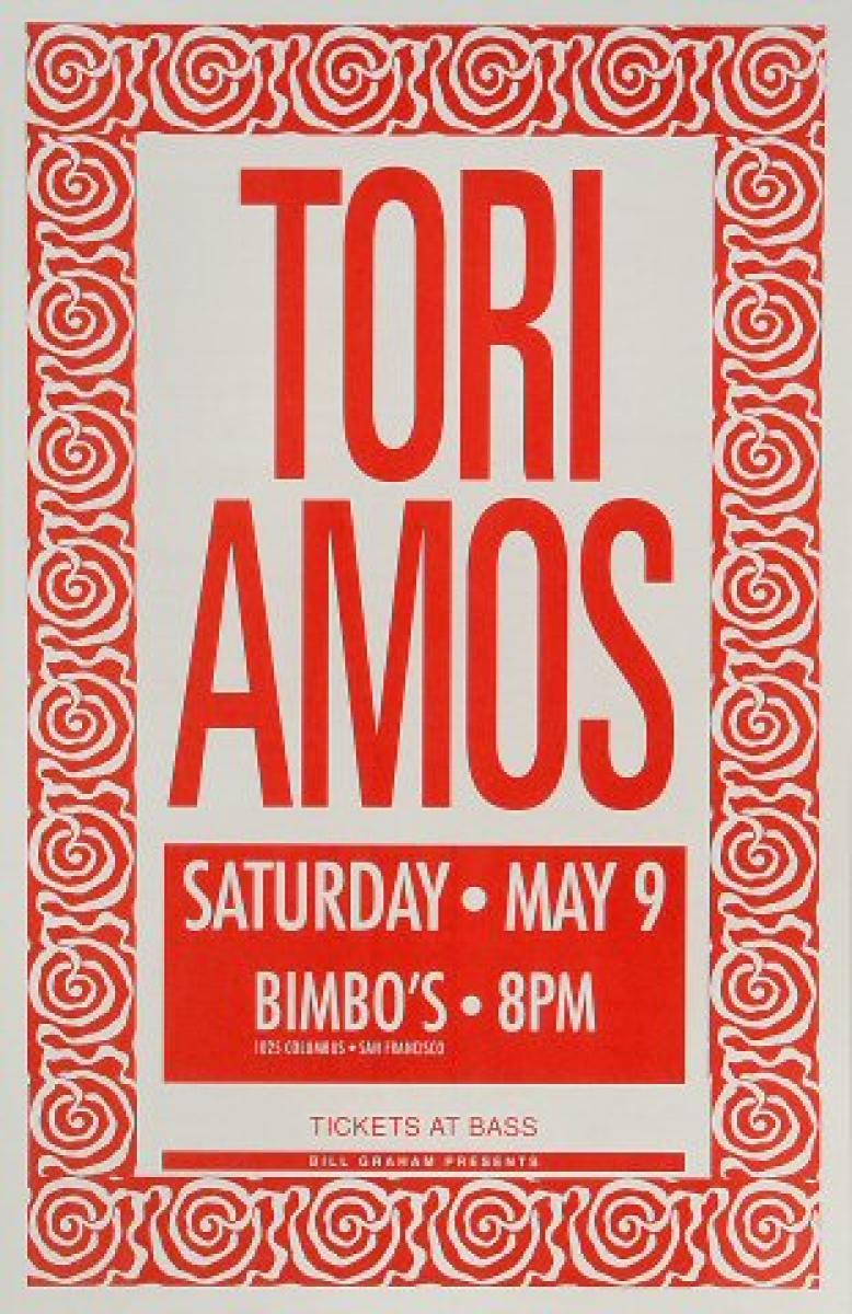 Tori Amos Vintage Concert Poster from Bimbo's 365, May 9, 1992 at ...