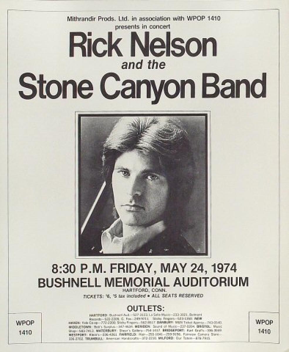 Rick Nelson Vintage Concert Poster from Bushnell Memorial Auditorium ...
