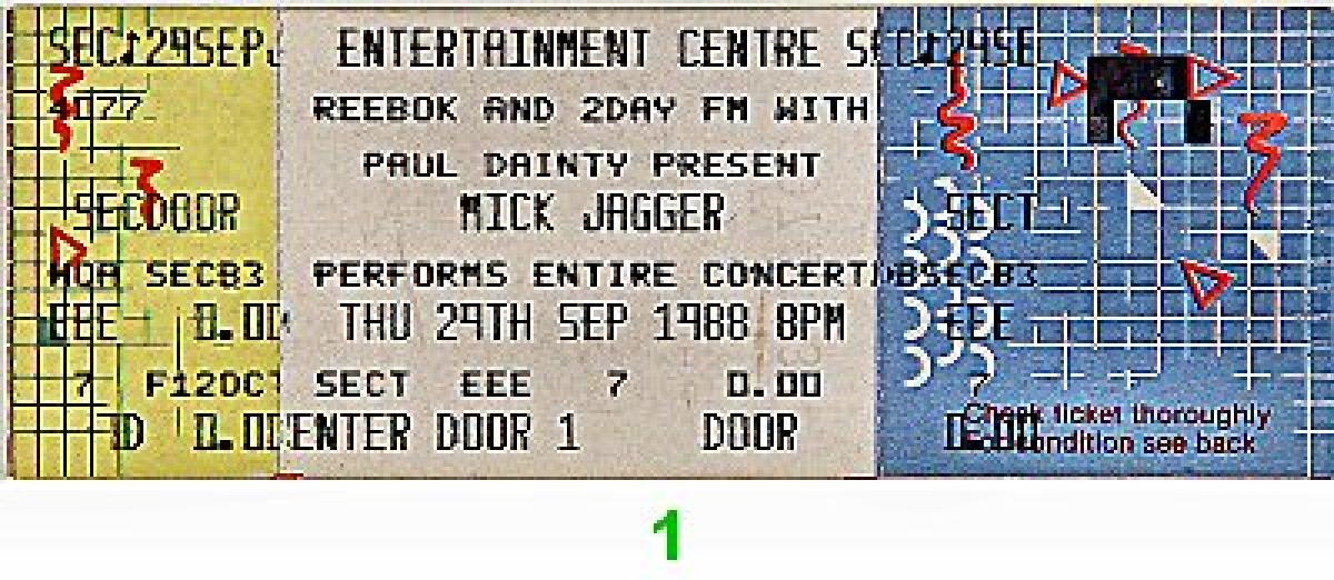 Mick Jagger Vintage Concert Vintage Ticket from BNE Entertainment ...
