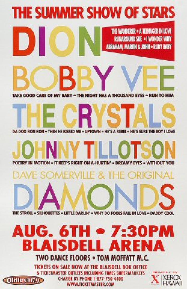 Dion Vintage Concert Poster from Blaisdell Arena, Aug 6, 2004 at Wolfgang's